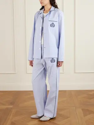 Sporty & Rich Striped Cotton-poplin Pajama Pants