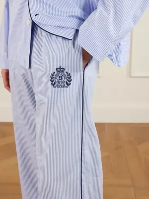 Sporty & Rich Striped Cotton-poplin Pajama Pants