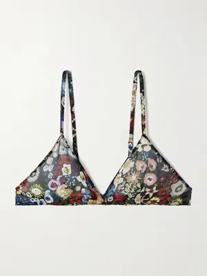 Khaite Talita Floral-print Silk-chiffon Triangle Bra - Multi