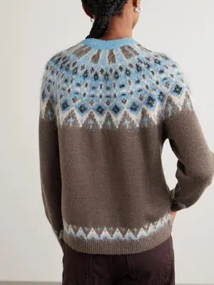 Staud Zane Fair Isle Wool-blend Sweater - Brown