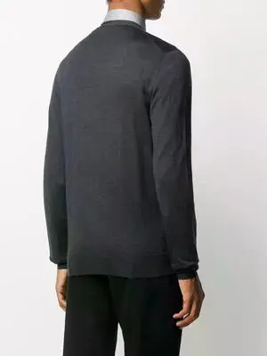 Fedeli V-neck Ribbed Knit Cashmere Cardigan - Grey