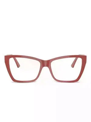 JIMMY CHOO Angular Glasses With Gold Detail - Red