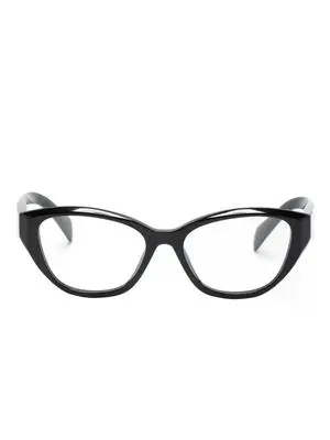 Prada Logo-engraved Cat-eye Glasses - Black