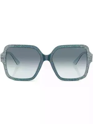 JIMMY CHOO Glitter-embellished Square-frame Sunglasses - Blue