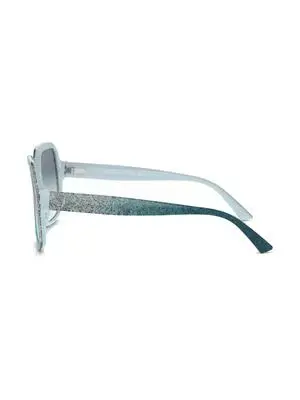 JIMMY CHOO Glitter-embellished Square-frame Sunglasses