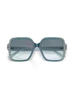 JIMMY CHOO Glitter-embellished Square-frame Sunglasses