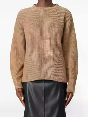 TWINSET Alpaca Ribbed Knit Sweater With Gold-tone Logo Detail