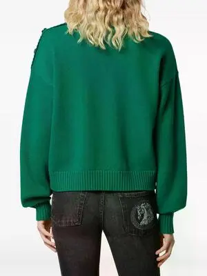 Versace Wool And Cashmere Blend Mock Neck Sweater With Medusa Hardware