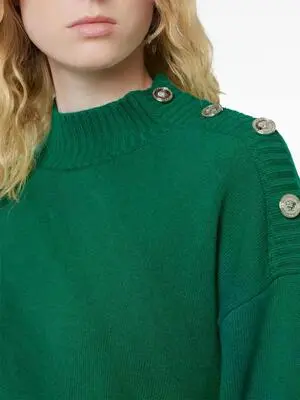 Versace Wool And Cashmere Blend Mock Neck Sweater With Medusa Hardware