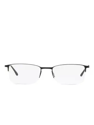 Giorgio Armani Rectangle-frame Half-rim Glasses - Black