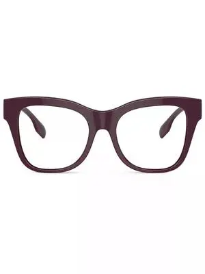 Burberry Square Frame Glasses With Logo Plaque - Red