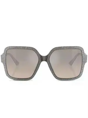 JIMMY CHOO Square Frame Glitter Sunglasses - Brown