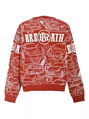 BREATH Car Pattern Knit Sweater - Red