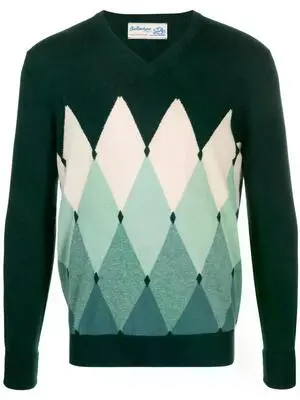 BALLANTYNE Argyle Intarsia Cashmere Jumper - Green