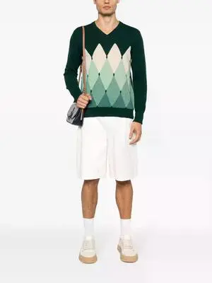 BALLANTYNE Argyle Intarsia Cashmere Jumper - Green