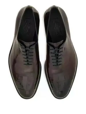 FERRAGAMO Crocodile Print Tramezza Oxford Shoes - Brown