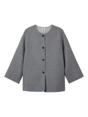 B+AB Button Jacket With Scarf Detail - Grey