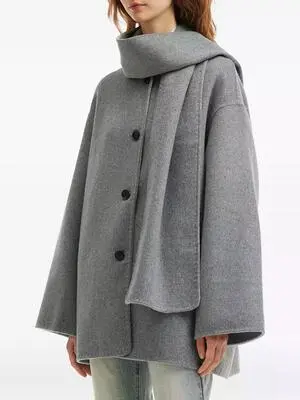 B+AB Button Jacket With Scarf Detail - Grey