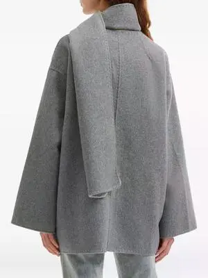 B+AB Button Jacket With Scarf Detail - Grey