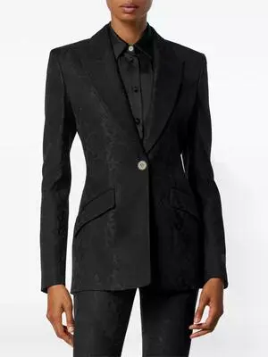 Versace Single-breasted Wool-blend Blazer With Phyton-effect Pattern - Black