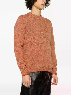 BARBA NAPOLI Speckle-knit Virgin Wool Jumper - Orange