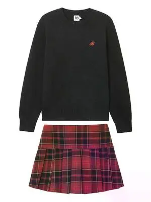 B+AB Tartan Pleated Skirt - Black
