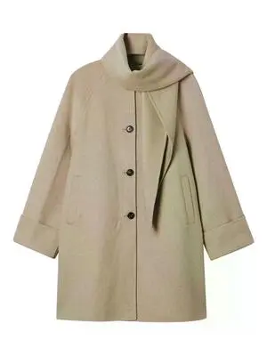 B+AB Scarf Detail Button Coat - Neutrals