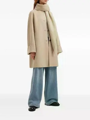 B+AB Scarf Detail Button Coat - Neutrals