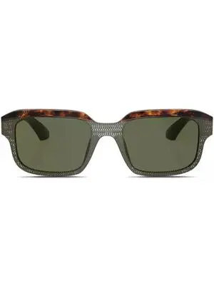 ALAIN MIKLI Graphic-print Rectangle Sunglasses - Green