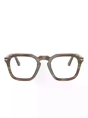 Persol Rectangle-Frame Glasses Brown