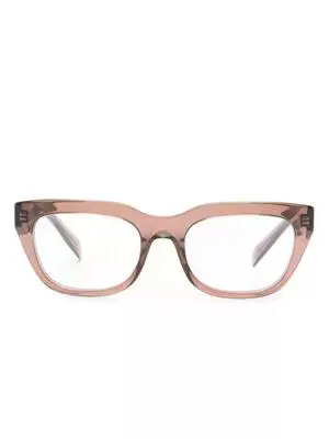 Prada Logo-engraved Rectangle-frame Glasses - Brown