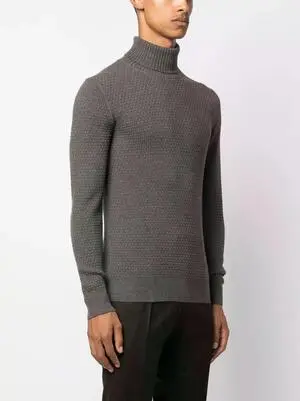 Tagliatore Roll Neck Virgin Wool Jumper - Grey