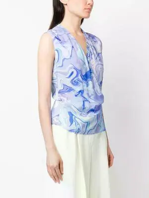 Bcbgmaxazria Marbled-pattern Sleeveless Blouse