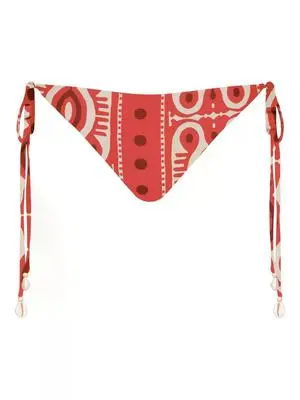 Johanna Ortiz Sagrado Printed Tie Bikini Bottom - Red