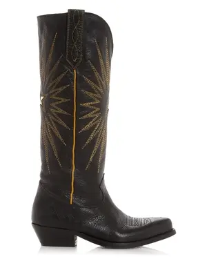 GOLDEN GOOSE Wish Star Western Boots - Black