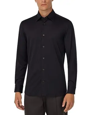 Boggi Milano Cotton & Silk Regular Fit Shirt - Black