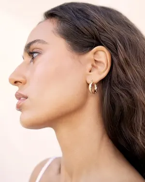 Ettika Textured Mini Hoop Earrings - Gold