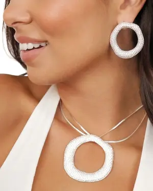 Ettika Pave Open Circle Drop Earrings