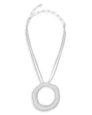 Ettika Pave Open Circle Pendant Necklace - Silver