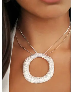 Ettika Pave Open Circle Pendant Necklace