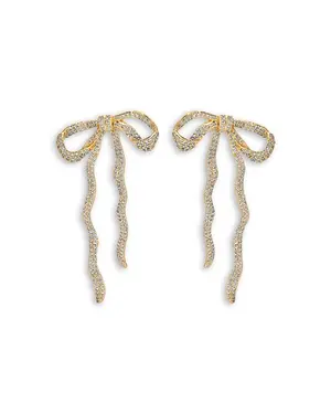 Ettika Pave Bow Statement Earrings Gold