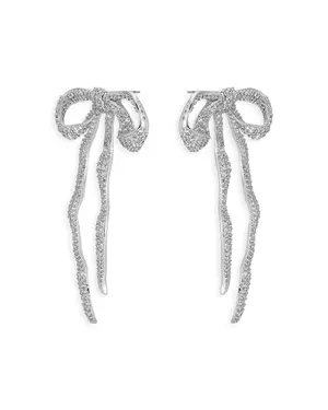 Ettika Pave Bow Statement Earrings - Silver