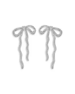 Ettika Pave Bow Statement Earrings - Silver