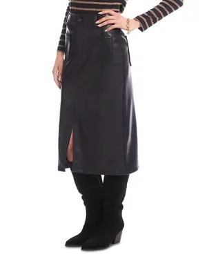 Karen Kane Faux Leather Midi Skirt