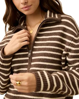 Faherty Brand Jackson Quarter Zip Striped Sweater