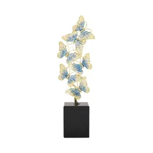 OLIVIA RIEGEL Blue Enamel Butterfly Sculpture - Gold