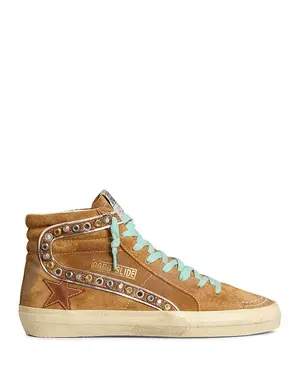 GOLDEN GOOSE Slide Classic Suede Embellished Sneakers - Light Brown