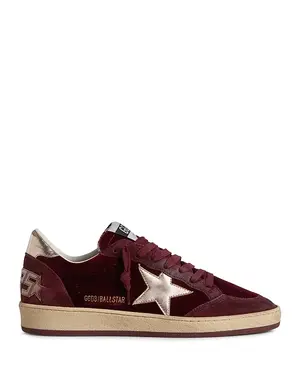GOLDEN GOOSE Ballstar Velvet Sneakers - Ruby