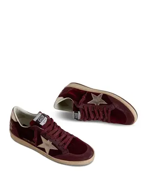 GOLDEN GOOSE Ballstar Velvet Sneakers - Ruby