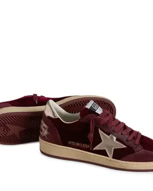 GOLDEN GOOSE Ballstar Velvet Sneakers - Ruby